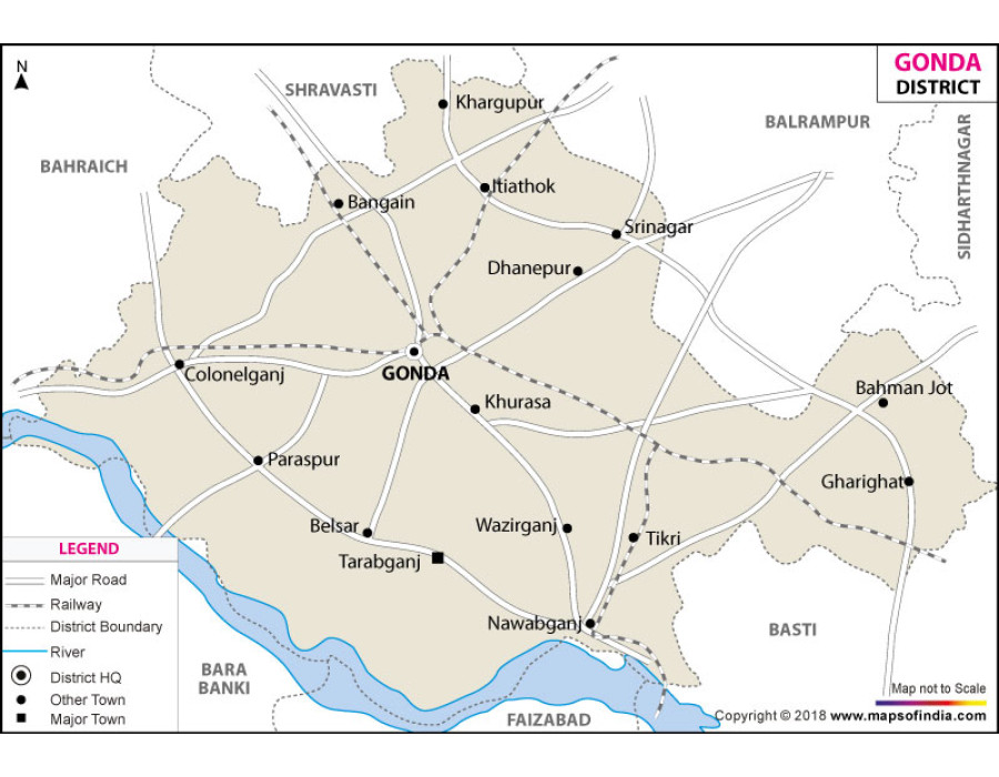 Buy Printed Gonda District Map Vinyl